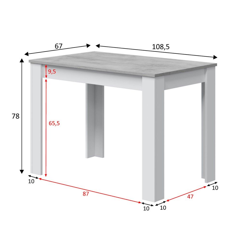 Mesa de Cocina económica blanco - Cemento | fanmuebles