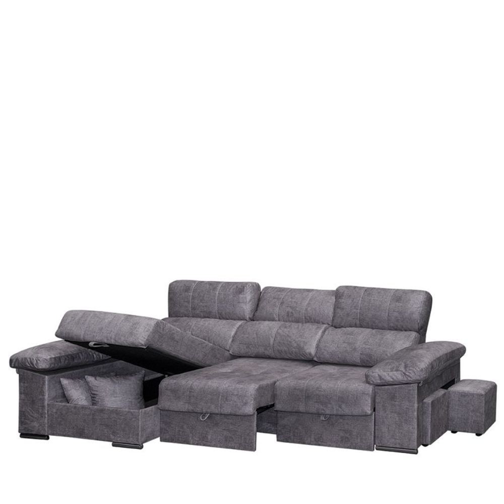 Canapé d'angle convertible en lit Roma en microfibre couleur ciment ...